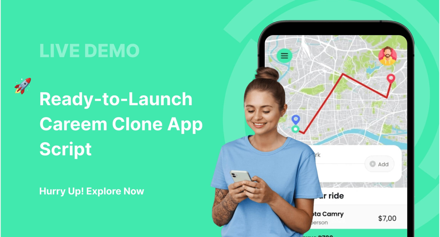 Careem Clone | Ready-To-Launch All-In-One Taxi Booking App